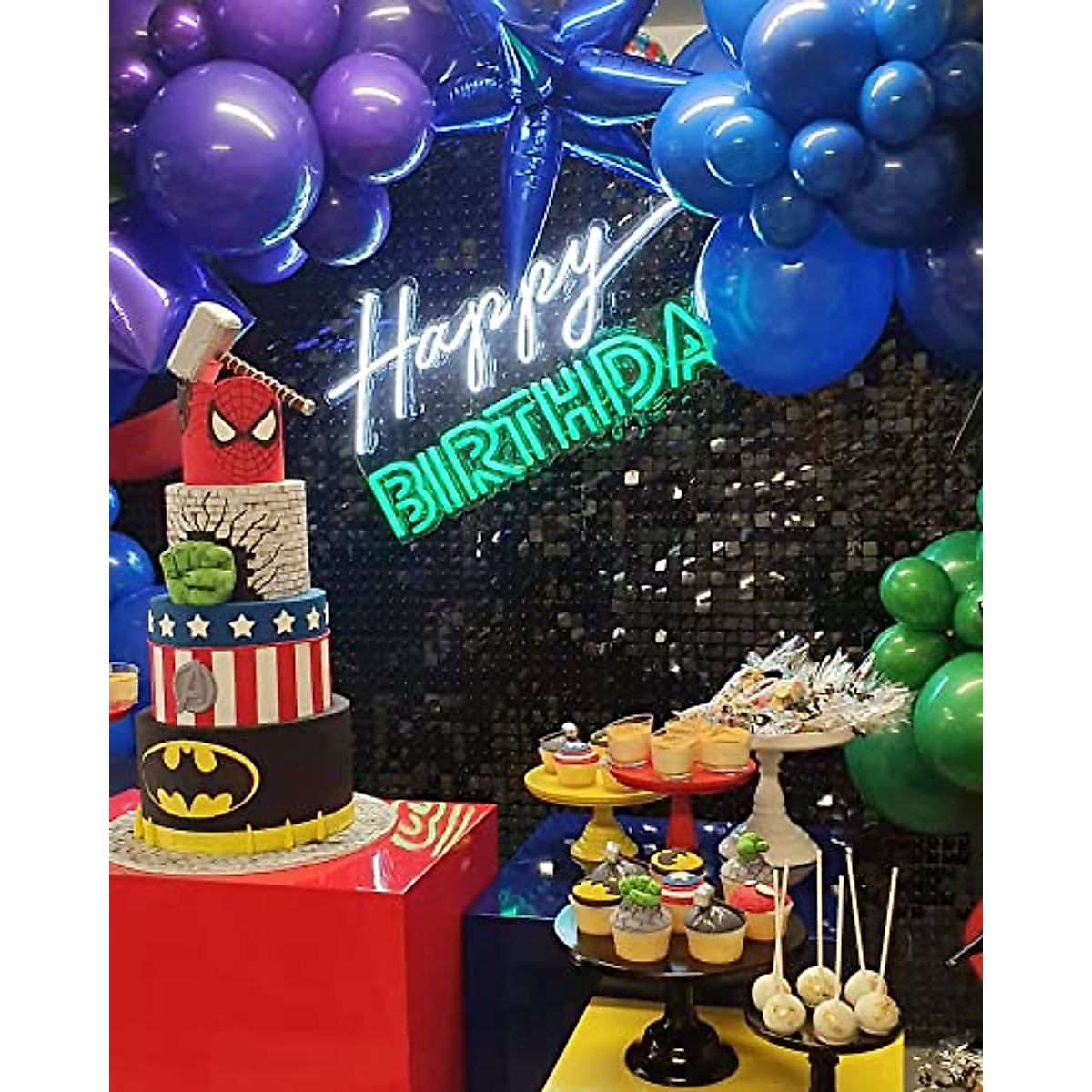 24 Panels Black Shimmer Wall Panels Backdrops, Square Sequins Backdrops with 3D Effect, Large Black Photo backdrops for Christmas, Birthday, Graduation, Wedding, Party Decoration and Home Decoration