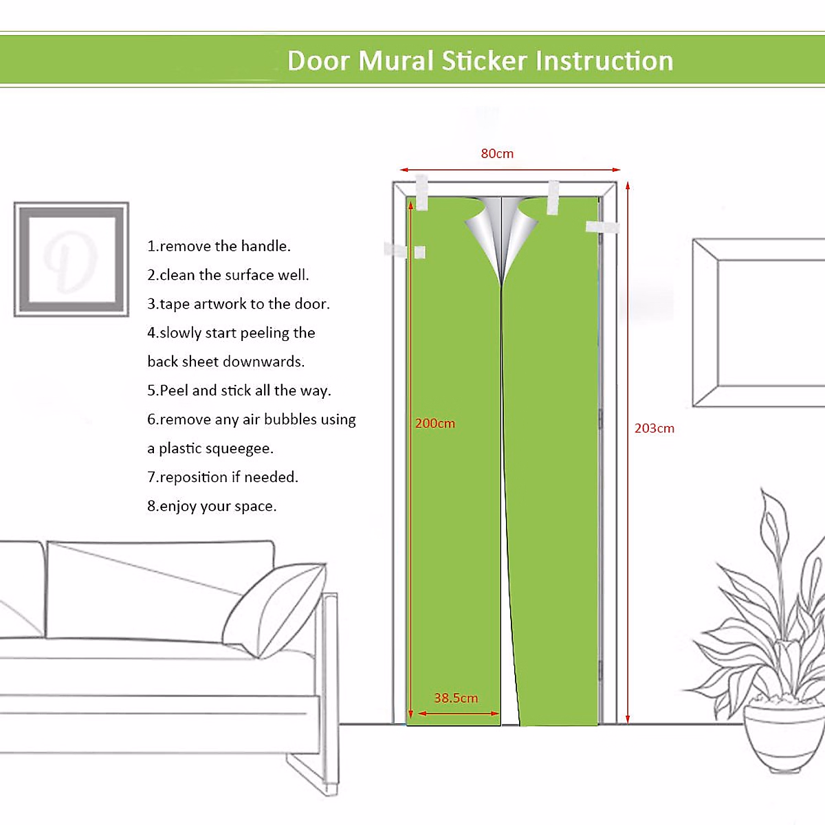 YIZUNNU 3D Door Stickers Decal Vinyl Mural Art Sticker Self Adhesive Contact Paper Peel and Stick Removable Wallpaper Wall Decal,30.3x78.7 Inch