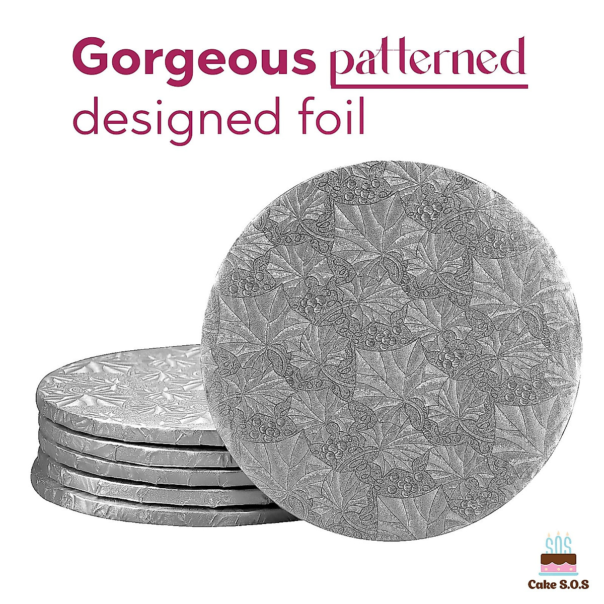 18 inch Silver Round Sturdy Cake Board Drums for Displaying Cakes, 1/2 inch Thick, 6 count