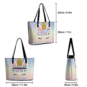 Womens Handbag Unicorns Leather Tote Bag Top Handle Satchel Bags For Lady