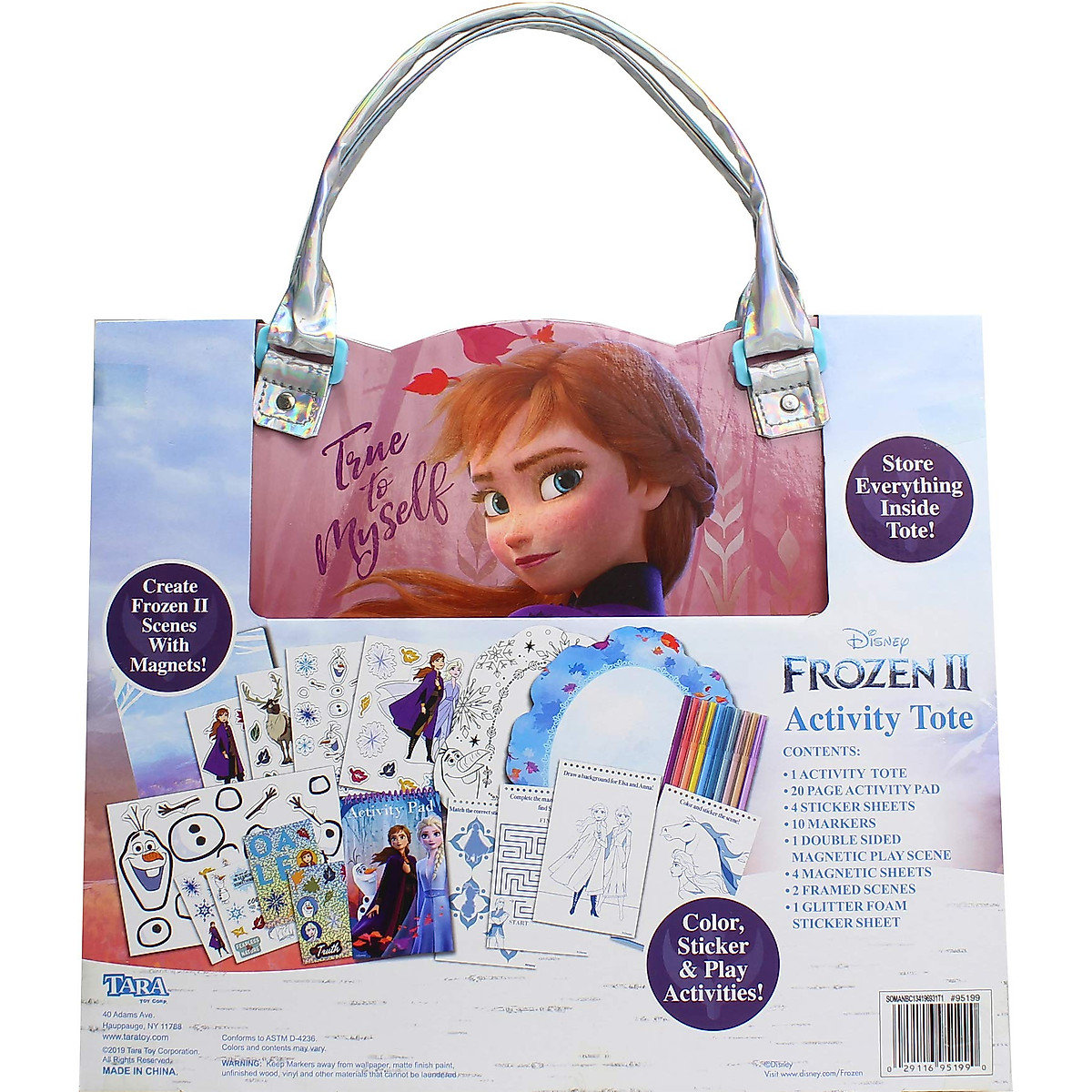 Tara Toys Frozen 2 Enchanted Activity Tote - Ultimate Princess Adventure Bag with Coloring Books, Stickers, and Craft Supplies, Travel-Friendly Holiday Gift for Little and Imaginative Artists, Ages 3+