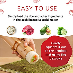 ARTTHOME. Sushi Making Kit for Beginners and Culinarian -23 Pieces Sushi Maker Kit with Sushi Roller Bamboo Mat Bazooka Mold Chopsticks Slicer Spreader Knife Dipping Plate