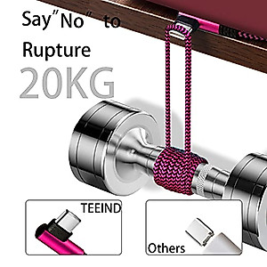 Teeind USB C Angle Cord: [90 Degree/6ft/4Pack] Nylon USB C Cable Compatible with Samsung Galaxy S10/S10e/9/Note 10, Charger Cable-[Blue/Black/Magenta/Purple]