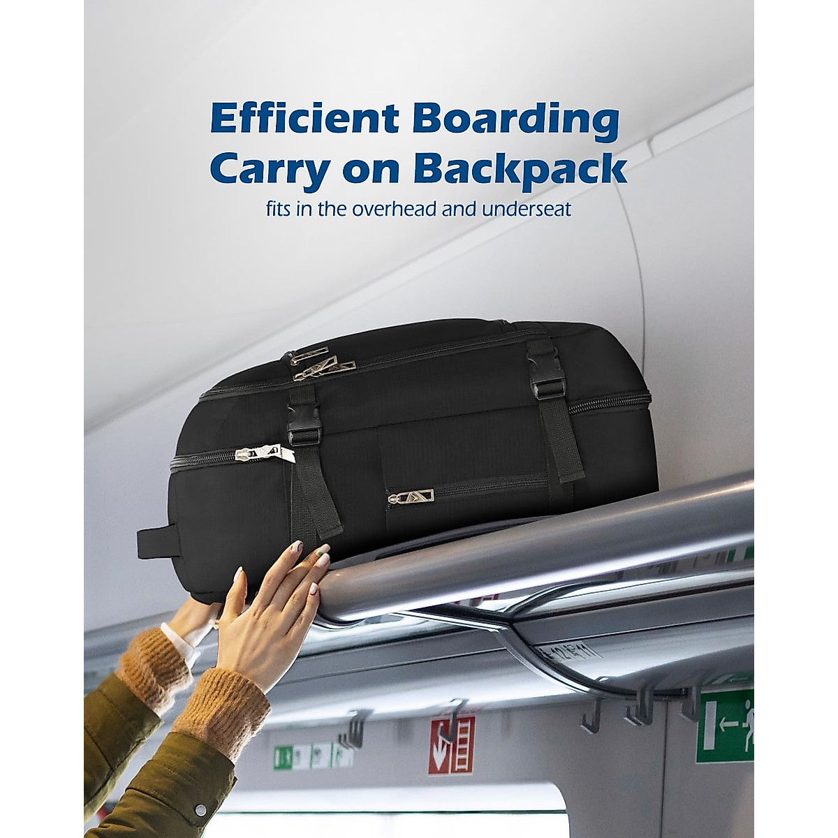 Hynes Eagle Travel Backpack 40L Flight Approved Carry on Backpack Men Large Cabin Weekender Laptop Backpack Women 15.6 inches Grey 2018