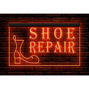 190025 OPEN Shoe Repair LADIES Leatherworking Boot Shop Store Display LED Light Neon Sign (21.5" X 12", Orange)
