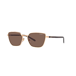 Vogue Eyewear Woman Sunglasses Rose Gold Frame, Dark Brown Lenses, 53MM