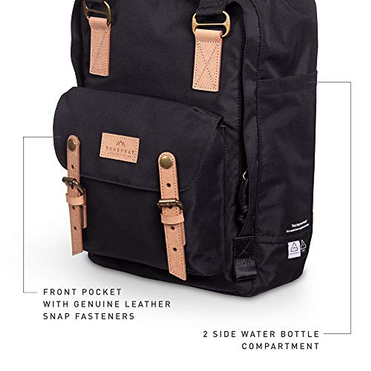 Doughnut Travel Laptop Backpack, Slim Durable Reborn Series Daypack Backpacks, Water Resistant College Computer Bag for Men & Women Fits 14 Inch Notebook(Black)