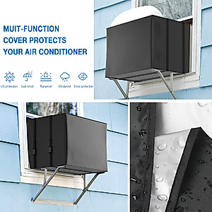 HOXHA 2 Pack Window Air Conditioner Cover, Indoor and Outdoor Air Conditioner Cover Set, Dust-Proof Waterproof AC Unit Covers for Winter, Inside 25"Lx17"Hx3.5"D and Outside 25.5"Wx20.5"Dx18"H