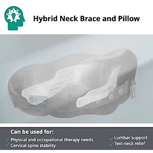 Chiropractic Neck Support Pillow - Cervical Collar - Neck Pain - Lower Back Lumbar Support - Memory Foam Travel Pillow - Grey