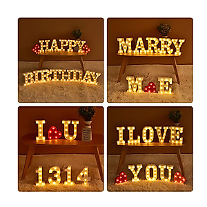 ODISTAR LED Light Up Marquee Letters, Battery Powered Sign Letter 26 Alphabet with Lights for Wedding Engagement Birthday Party Table Decoration bar Christmas Night Home,9’’, White (P)