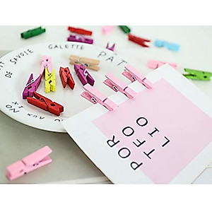 Mini Natural Wooden Clothes Pins, Sturdy Small Wood Clothespin, Photo Paper Peg Pin, Craft Clips for Home School Arts Crafts Decoration, DIY Screen 25mm - 100 Pack