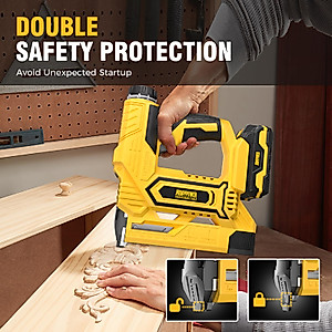 ALLOYPOWER 18GA Nail Gun Battery Powered, 2 in 1 Cordless Brad Nailer/Electric Stapler with 2.0Ah Battery & Charger,1000pcs Nails and 1000pcs Staples Included for HOM