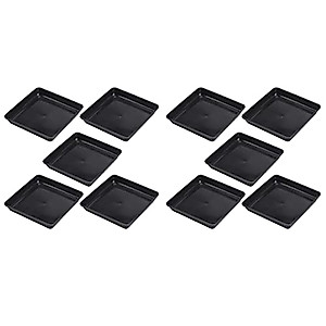 Yardwe 10pcs Watering Rectangular Office Flowers Coaster Pp Ashtray Plates Bonsai Seeding Receiving Dishes Pots Drip Holding Container Nursery Stand Plants Support Black Trays