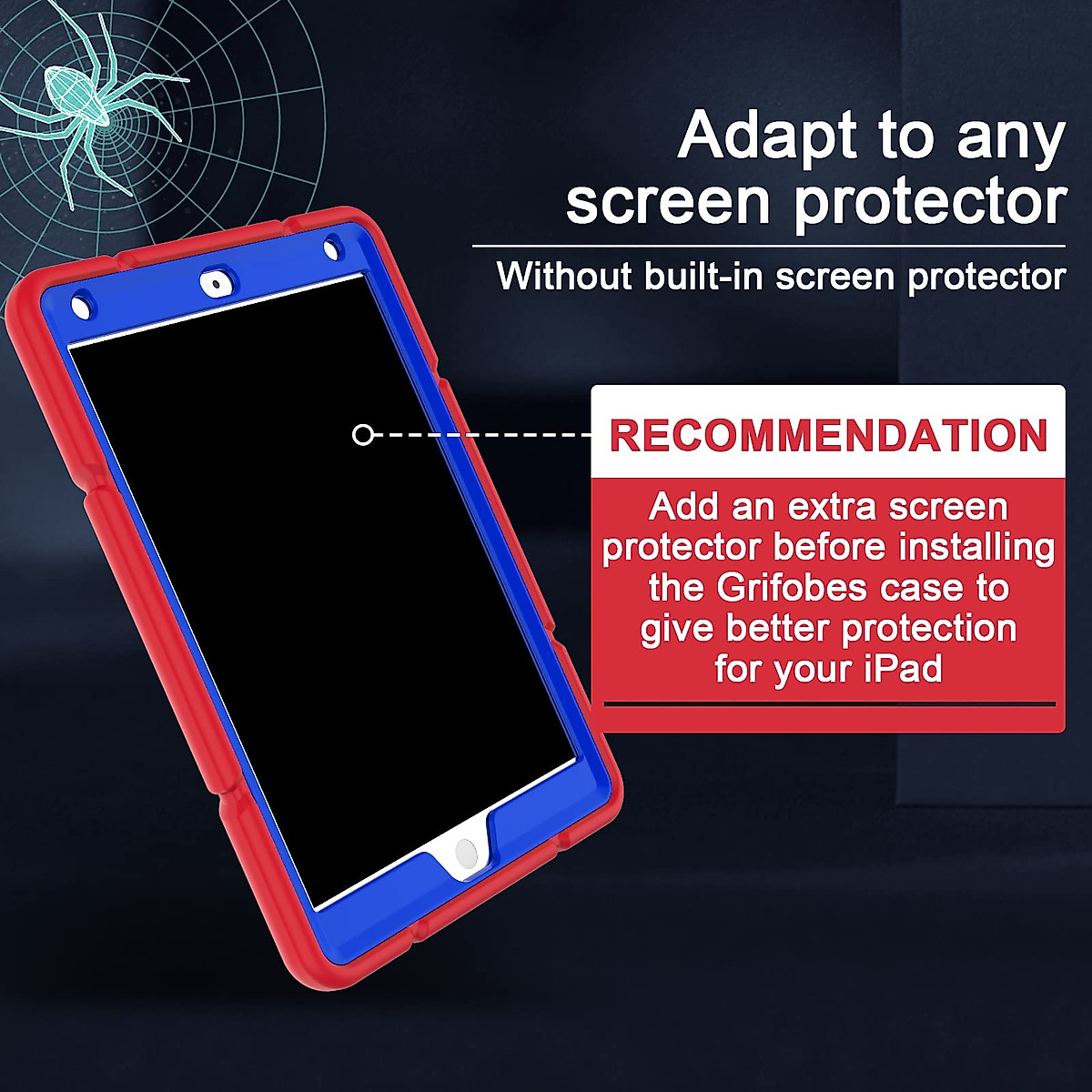 Grifobes for iPad 9th Generation Case, iPad 8th/7th Generation Case 2021/2020/2019, Heavy Duty Shockproof Rugged Protective 10.2" Cover with Stand for iPad 9 8 7 Gen 10.2 inch Kids Children Boys