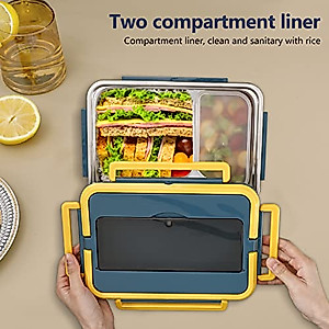MDHAND Heated Lunch Boxes For Adults, Electric Lunch Box Food Heater, 3 In 1 Food Warmer Lunch Box 110V/12V/24V for Car and Track, 304 Stainless Steel Lunch Box Container, 60W Faster Heating Lunch Box