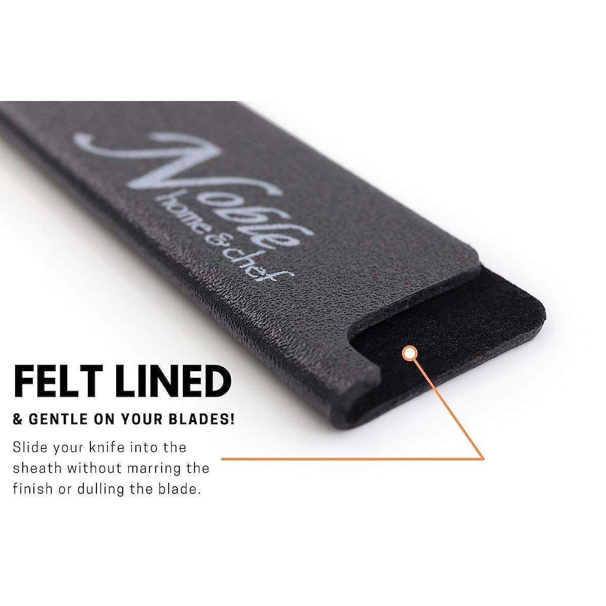 Universal Knife Edge Guard (14") is Felt Lined, More Durable, Non-BPA, Gentle on Blades, and Long-Lasting. Noble Home & Chef Knife Covers Are Non-Toxic and Abrasion Resistant!