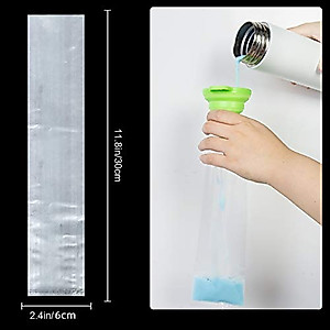 200 Pcs Ice Pop Bags, Disposable Popsicle Bags for Adults Kids, Plastic Ice Candy Bags with Funnel for Making Ice Pop, Yogurt, Ice Candy(2.4 x 11.8 In)