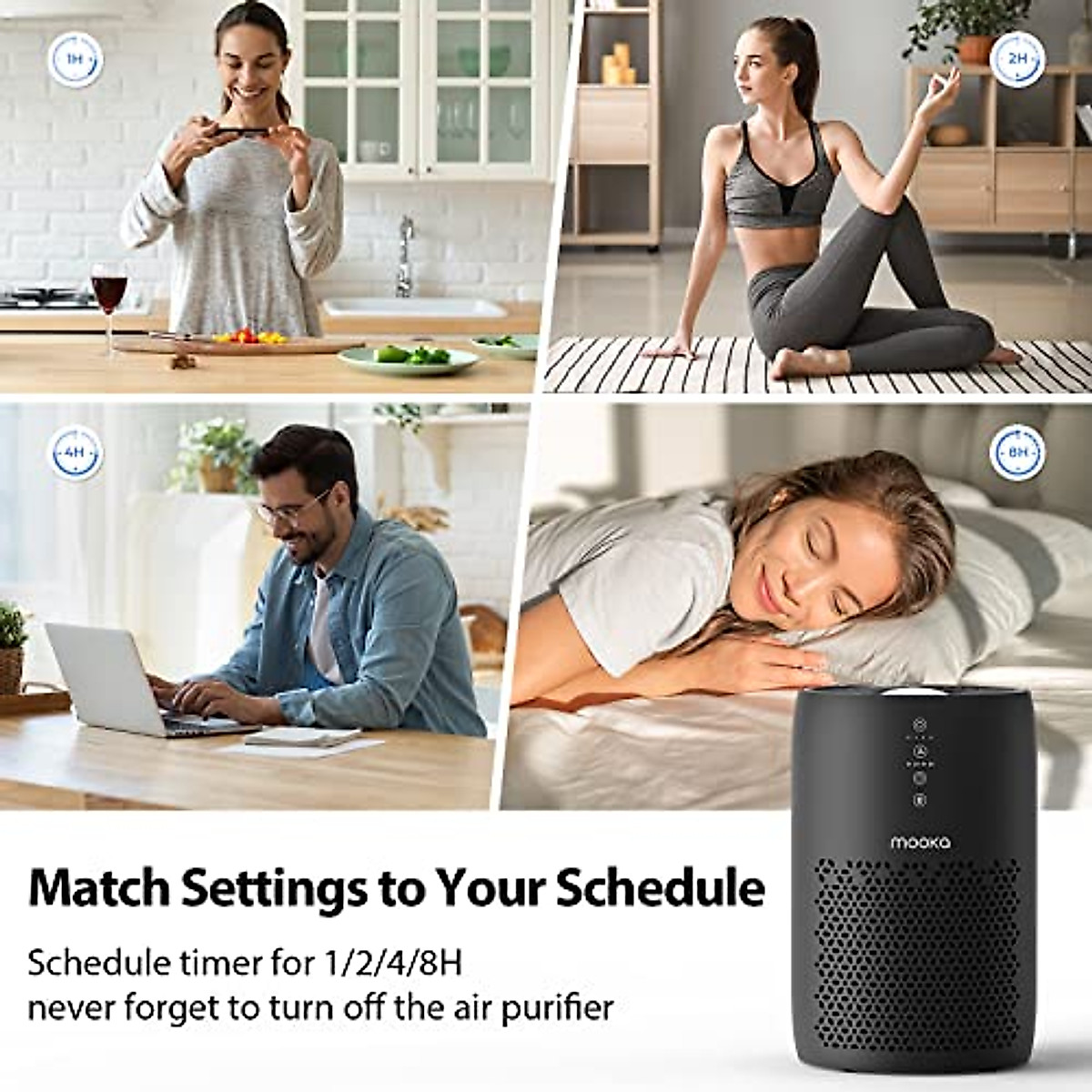 Air Purifier for Home Bedroom Large Room, 20dB Very Quiet Filtration System Cleaner Odor Eliminator, Remove Dust Smoke Pollen Dander Hair Smell, with Sleep Mode, Suitable Up to 1200 Sqft, Ozone-Free