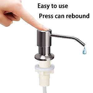 Soap Dispenser for Kitchen Sink(Stainless Steel),Built-in Sink Soap Dispenser with 47" Extension Tube Kit Attaches Directly to The Soap Bottle, Mounted on The Kitchen Countertop (Silver)