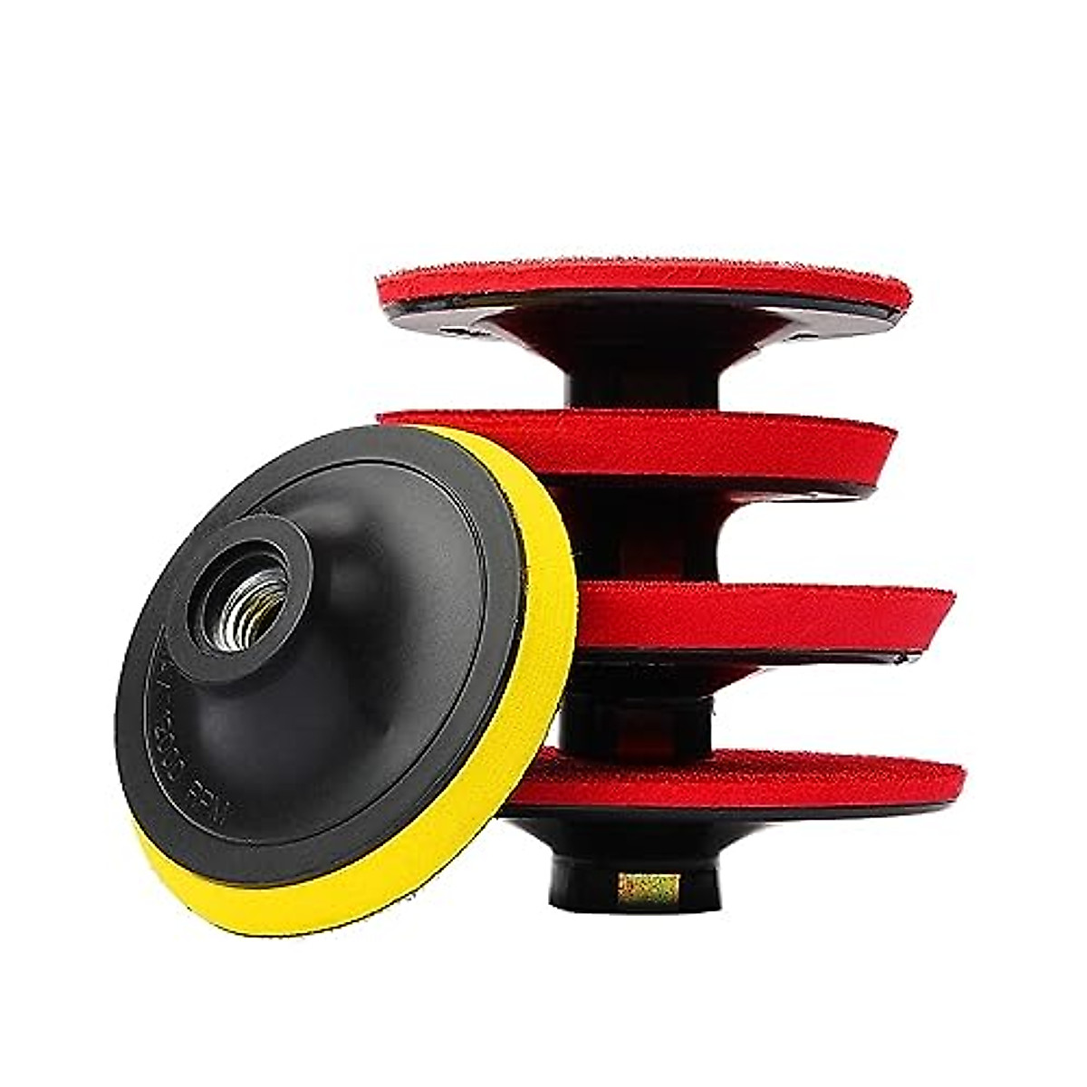 Sponge Polishing 4"/5 " 2pcs Self-Adhesive Backing Pad Plastic Foam Backer Plate Car Polisher Angle Grinder Hook&Loop Polisher Bonnet Buffing Polishing Pads ( Color : Tre , Size : 5-8-11 THREAD_5 INCH