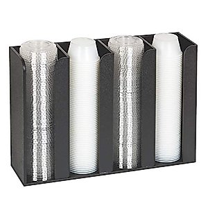 Dispense-Rite CTCO-4BT Dispense-Rite Countertop or Wall Mount Portion Cup and Lid Organizer, Black