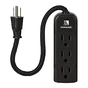 Power Strip Wall Mountable - ETL Listed 3 Grounded Outlets 10 Inch Braided Short Cord Black Mini Power Strips with No Surge Protector AC 13A 125V 1625W Outlets Compact Extension for Travelling