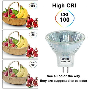 Vinaco GU4 Bulb 10W 12V, 6 Pack GU4 Base MR11 Halogen Bulb with Glass Cover, GU4 Bulb Dimmable, Fiber Optic Light Bulb 2800K Warm White, MR11 12V 10W for Accent, Track Lighting