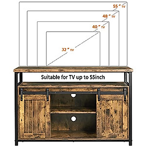 Yaheetech Rustic TV Stand with 2 Storage Cabinets for 55 Inch TV, Entertainment Center with Sliding Barn Doors & Height Adjustable Shelves, TV Console for Living Room