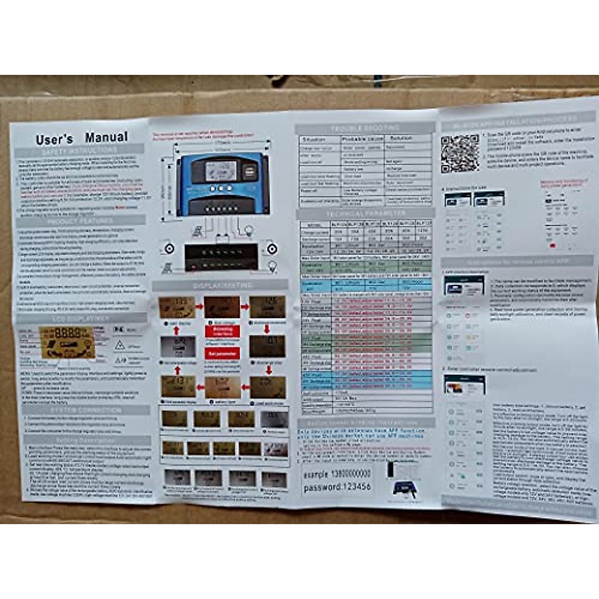 100A MPPT 36V/48V/60V Solar Charge Controller with LCD Display, Multiple Load Control Modes Dual USB MPPT Multi-Function LCD Displays Solar Charge Controller