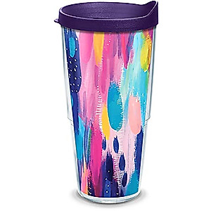 Tervis 1353331 Etta Vee - Cosmos Insulated Tumbler with Wrap and Royal Purple Lid, 24oz, Clear