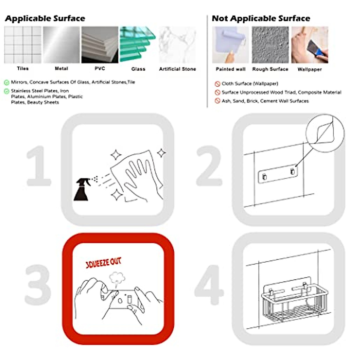 SunnyPoint RustProof Aluminum Wall Mount Shower Caddy Basket Shelf; Adhesive Pad Included (BLACK)