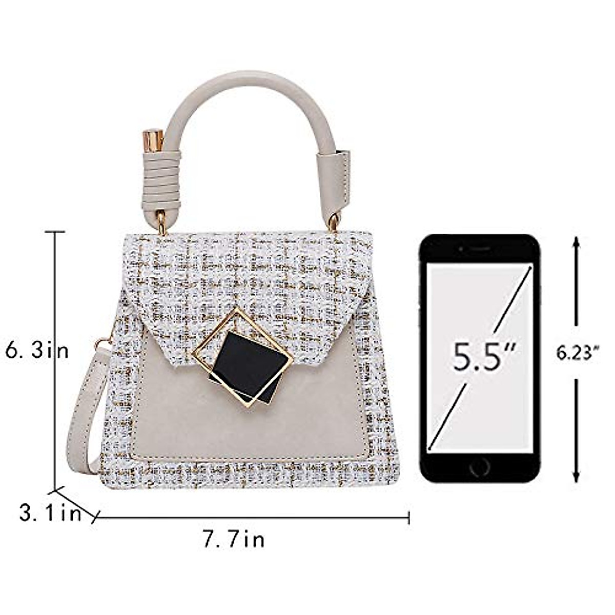 Goodbag Women Crocodile Pattern Leather Clutch Purse Detachable Shoulder Strap Tote Handbag, Coffee