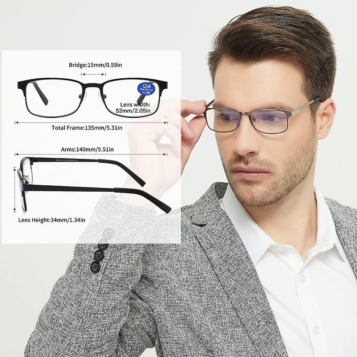 AIKLLY Reading Glasses for Men - 3 Pack Blue Light Blocking Men's Metal Readers (3 Pairs Mix Color, 2, multiplier_x)
