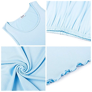 Joyaria Ladies Two Piece Sleeveless Tank Top Pajama/Pj/Sleep/Lounge Shorts Set(Light Blue,Large)