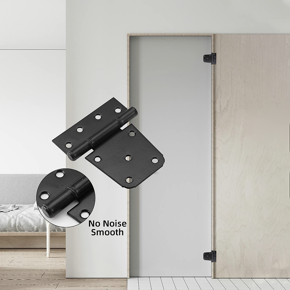 HOME MASTER HARDWARE 3-1/2 inch Heavy Duty T Hinge Gate Hinges Steel Black Finish with Screws 6-Pack (Black)