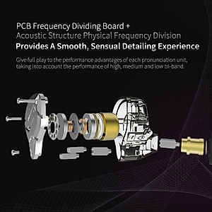 KZ ZS10 Pro in Ear Monitors Wired Headphones, 1DD 4BA Metal IEM, High Fidelity Gaming Earbuds with 2pins Tangle-Free Cable, Noise Cancelling Wired Earphones for PC Game Music Video (Black with mic)