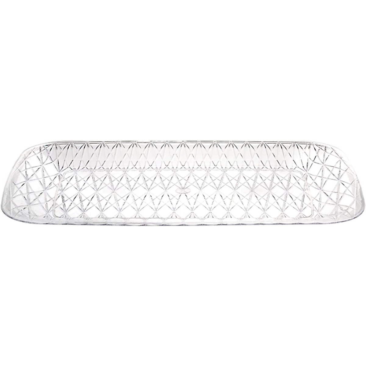 3 Plastic Clear Rectangle Serving Tray 16" x 10.5" Bottom Etched Design