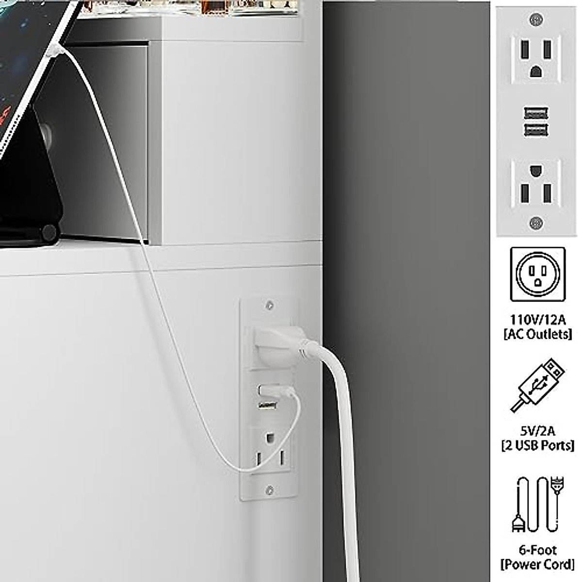 Yanosaku Vanity Desk with LED Lighted Mirror & Power Outlet, Makeup Table with Drawers, Makeup Table with Chair,Vanity Set 3 Lighting Modes Brightness Adjustable for Bedroom Studio