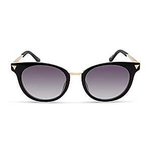 GUESS Women's Stud Acccent Round Sunglasses, Shiny Black, 52mm