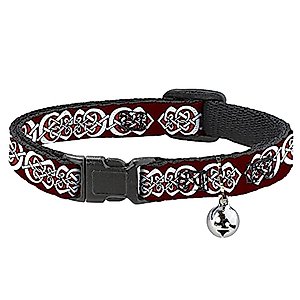 Cat Collar Breakaway Celtic Knot5 Reds Black White 8 to 12 Inches 0.5 Inch Wide