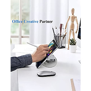 LIKEKIL Aluminum Phone Tablet Stand, Foldable,Adjustabl, 360° Rotating Base, Compatible with iPhone/iPad/Switch/Kindle/Tab（4-12.9"）(Silver)