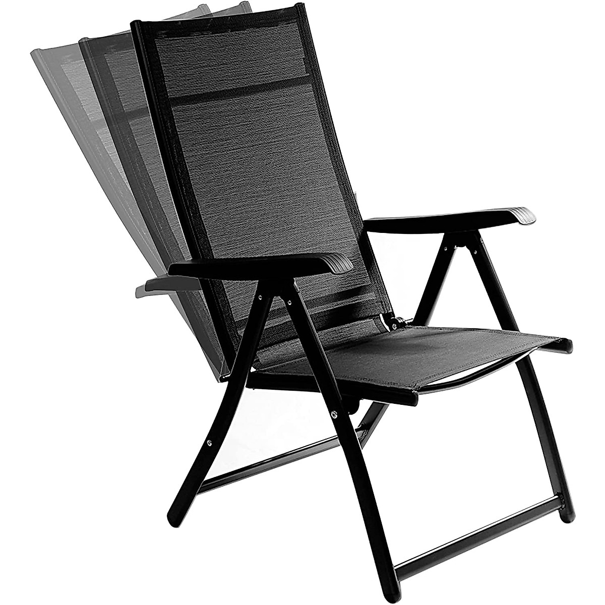 MedTens Heavy Duty Adjustable Reclining Folding Chair Outdoor Indoor Garden Pool Steel Camping Deck Backyard Chairs