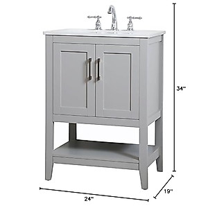 Elegant Kitchen and Bath 24 inch Single Bathroom Vanity Cabinet - Grey