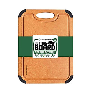 Cutting Board for Kitchen, Wood Cutting Board with Juice Grooves, Dishwasher Safe, Non-Porous, BPA Free, Small Cutting Board, 11.7 x 8.5-inch, Natural Slate