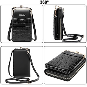 KINOUCHI Small Crossbody Cell Phone Bag for Women, Fashion Leather Shoulder Bags Travel Wallet Purse, with 6 Card Slots Adjustable Shoulder Strap