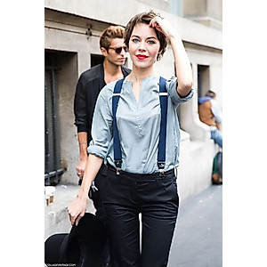 chiyu-yang Black Suspenders for Men and Women - Adjustable Tall stature Elastic Y Back Style With Strong Metal Clips