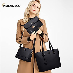 Handbags for Women Large Tote Shoulder Bags Top Handle Satchel Purses Wallet Crossbody Bag set 4pcs