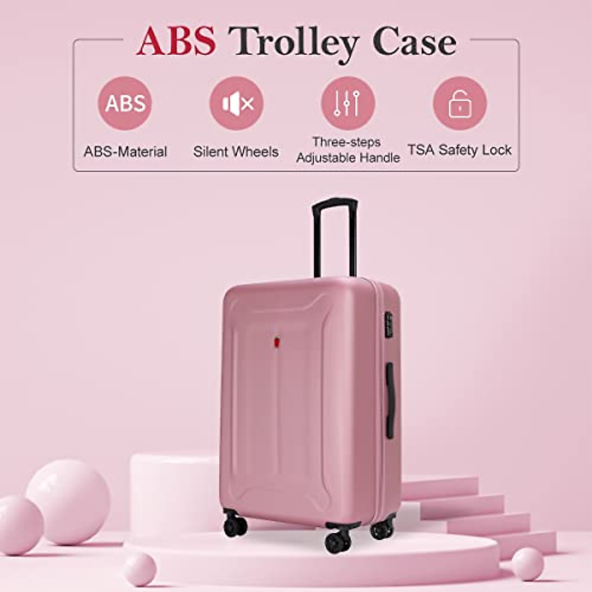 Widfre Luggage Sets 3 Pieces Carry on Suitcase Hardshell Lightweight Travel with Double Spinner Wheels Locks TSA Approved (Red)