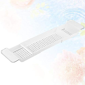 BESPORTBLE Expandable Bath Shelf Non Slip Grip Bath Tubs Shelf Adjustable Plastic Bathtub Caddy Bathtub Tray Over The Clawfoot Tub Rack for for Kitchen Bathroom Toilet White