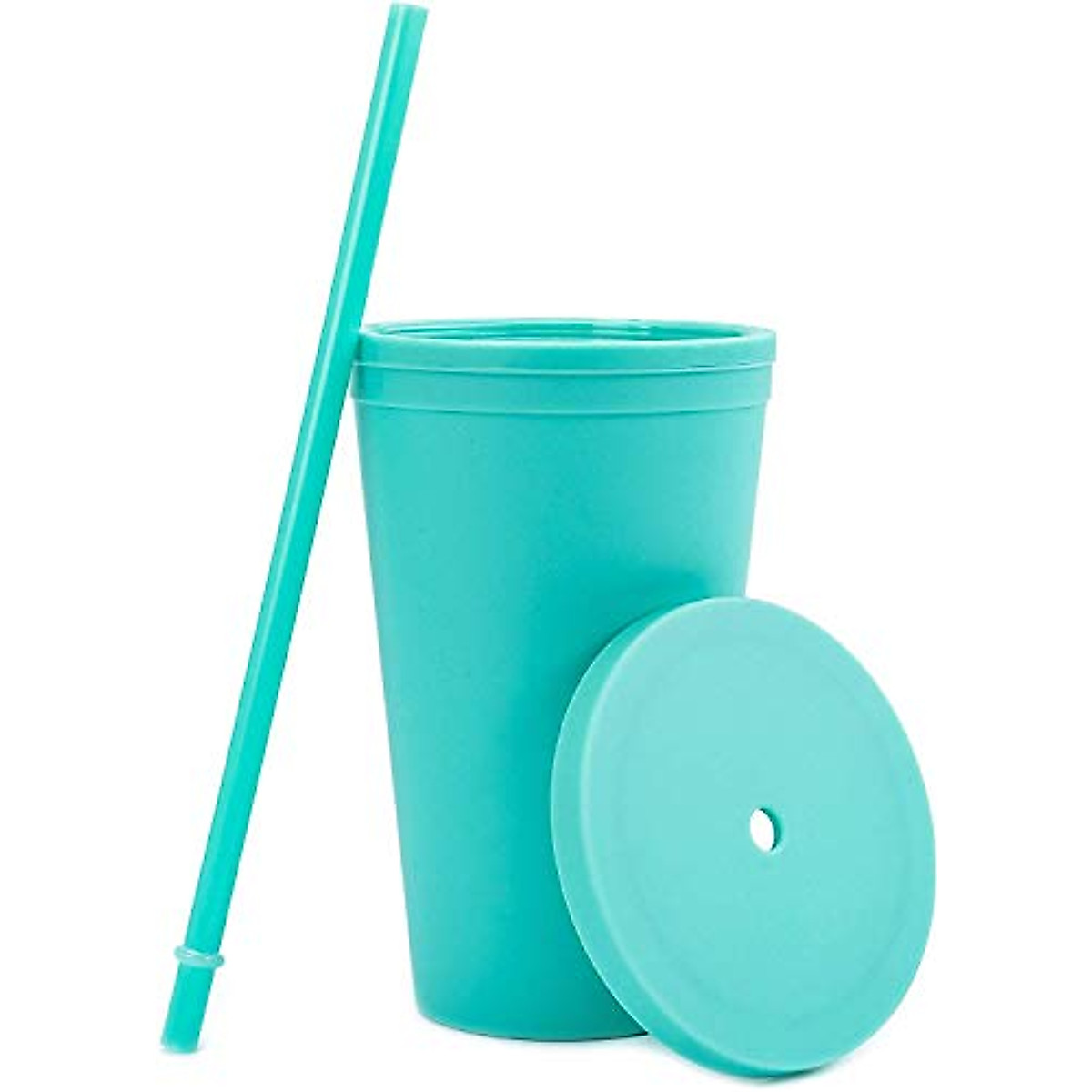 Tumblers with Lids (12 pack) 16oz Colored Acrylic Cups with Lids and Straws | Double Wall Matte Plastic Bulk Tumblers With FREE Straw Cleaner! Vinyl Customizable DIY Gifts (Assorted)